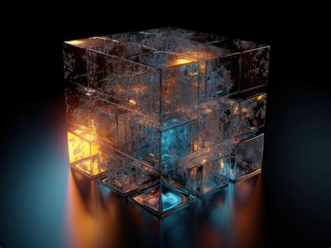 Premium Ai Image Futuristic Glass Cube Background Generative Ai Technology