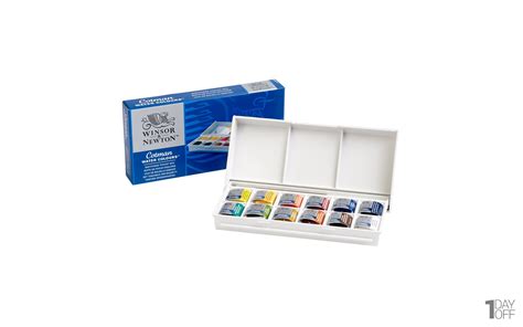 خرید قرص کوچک آبرنگ وینزور Winsor سری Cotman بسته 12 رنگ عمده و