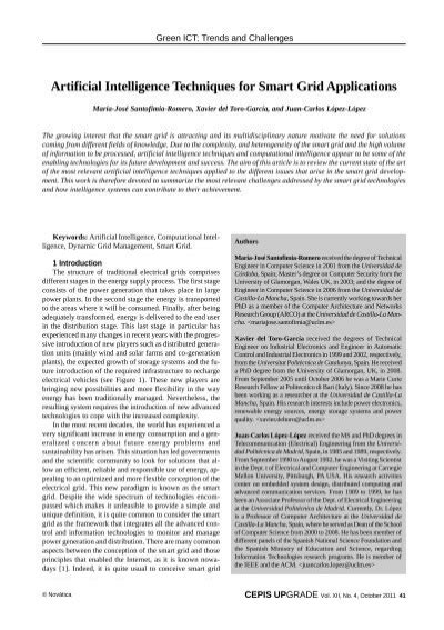 Artificial Intelligence Techniques For Smart Grid Applications