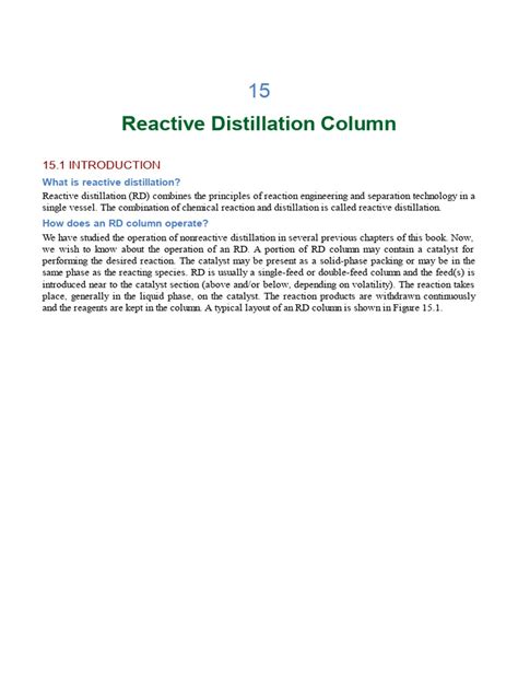 Reactive Distillation Modelling Pdf Catalysis Chemical Reactor