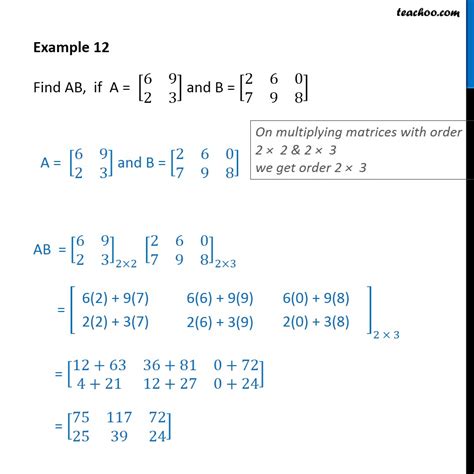 example 12 find ab if a [6 9 2 3] b [2 6 0 7 9 8]