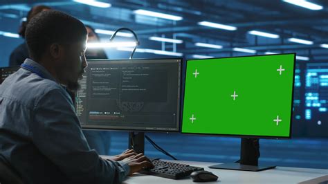 It Specialist In Server Farm Using Green Screen Pc Ensuring Valuable
