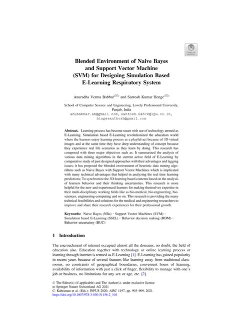 Pdf Blended Environment Of Naive Bayes And Support Vector Machine Svm For Designing