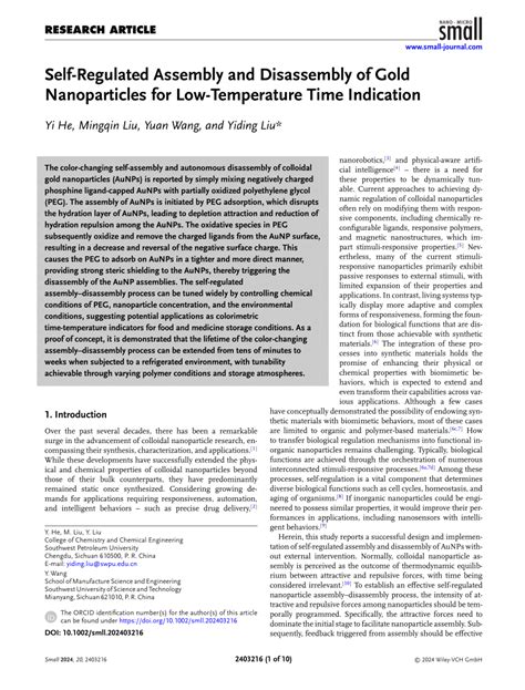 Self‐regulated Assembly And Disassembly Of Gold Nanoparticles For Low