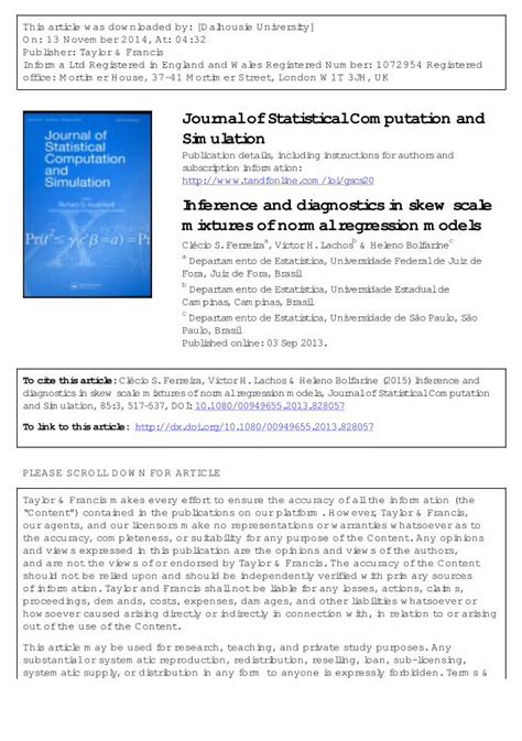 pdf inference and diagnostics in skew scale mixtures of normal
