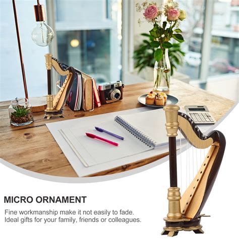 1pcs Exquisite Miniature Harp Instrument Office De Vicedeal