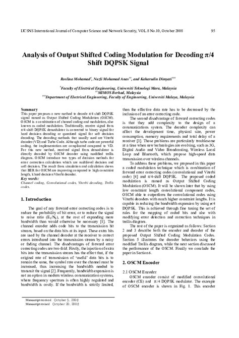 Pdf Analysis Of Output Shifted Coding Modulation For Decoding π4