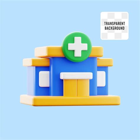 현대 병원 건물 건강 치료 센터 의료 3d 아이콘 일러스트레이션 렌더 디자인 프리미엄 Psd 파일