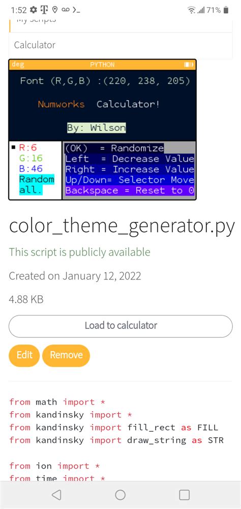 python wperez274 color theme generator r numworks