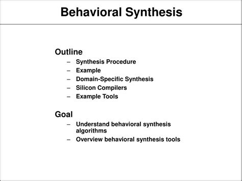 Ppt Behavioral Synthesis Powerpoint Presentation Free Download Id