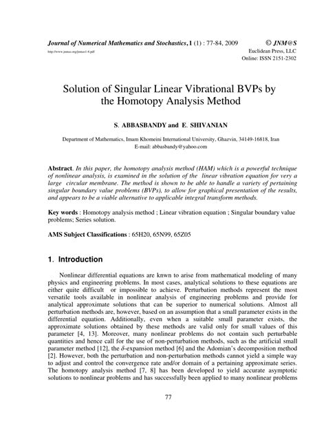 pdf solution of singular linear vibrational bvps by the homotopy