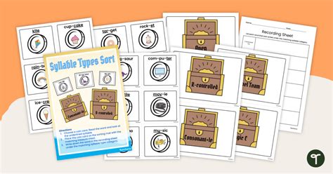 Syllable Types Sorting Activity Teach Starter