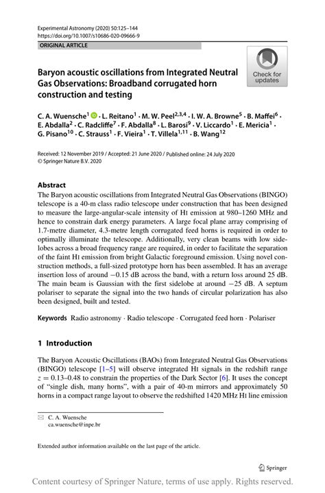 Baryon Acoustic Oscillations From Integrated Neutral Gas Observations Broadband Corrugated Horn