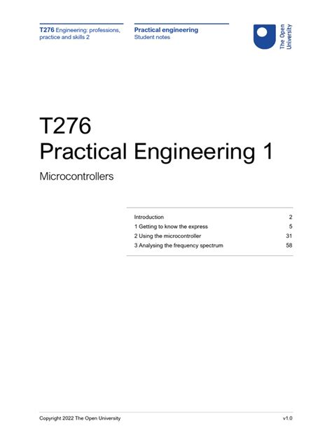 T276 Practical Engineering 1 Microcontrollers Pdf Booting