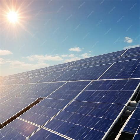 Solar Pannels With Blues And Contrasting Warm Tones In A Sky Reflection