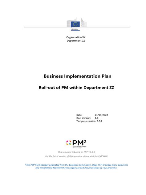 Pm2 Business Implementation Plan Pdf Project Management Governance