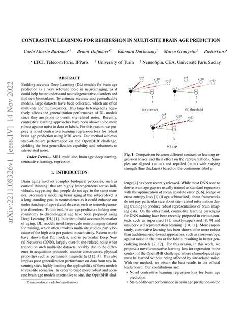 Pdf Contrastive Learning For Regression In Multi Site Brain Age