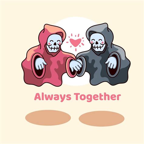 Free Vector Skull Falling In Love Character With Modern Style