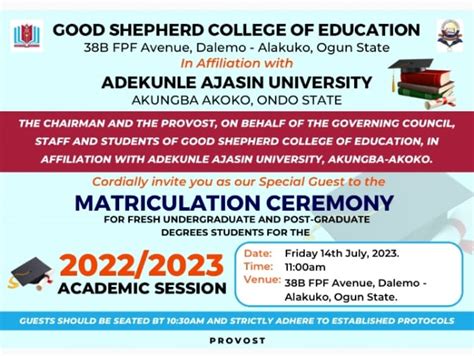 Good The General Public Is Hereby Invited To The Maiden Matriculation