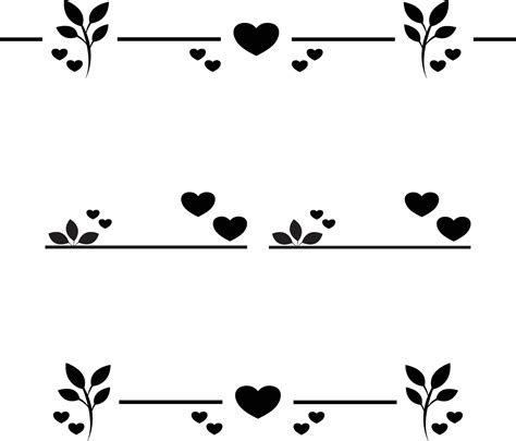 Hearts And Leaves Text Dividers Paragraph Dividers Borders Frames