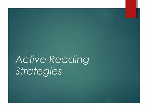 Active Reading Strategies Ppt