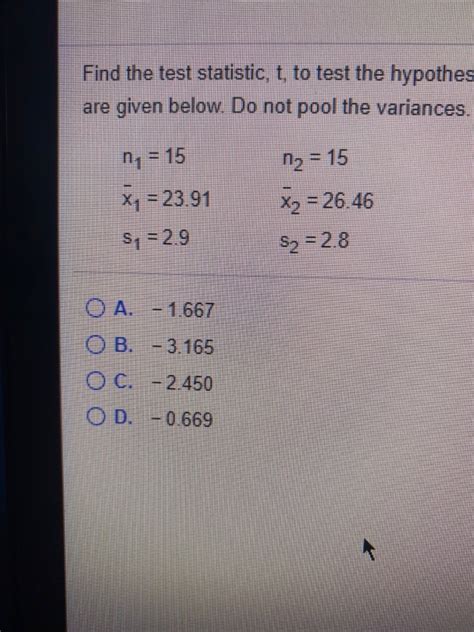Solved Find A Test Statistic T To Test The Hypothesis That Chegg