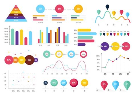Infographics Chart Set Charts Result Graphs Icons Vector Image