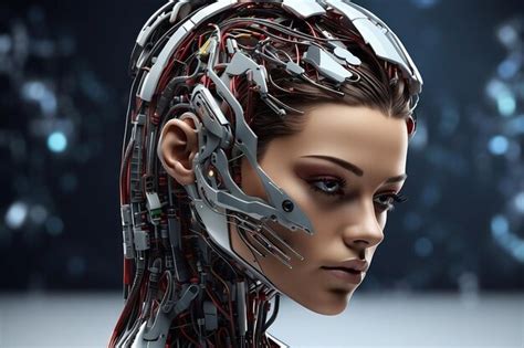 Premium AI Image | Cyborg head using artificial intelligence to create digital interface 3d ...
