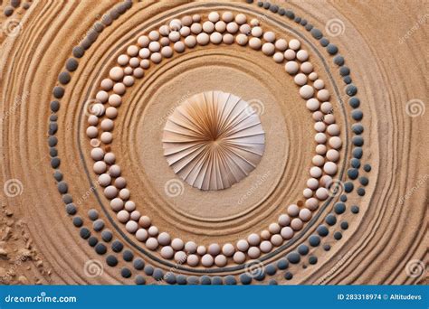 Top View Of A Sand Circle Pattern Around Smooth Stones Stock Photo Image Of Beach Pattern