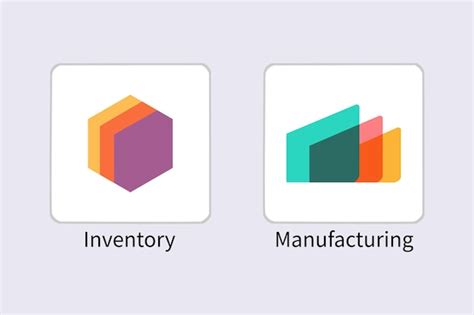 premium vector icons of odoo 17 modul inventory and modul manufacturing