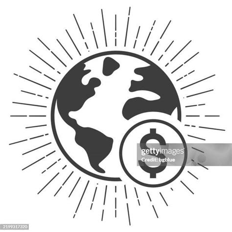 Earth With Dollar Sign Icon With Sunbursts On White Background High Res