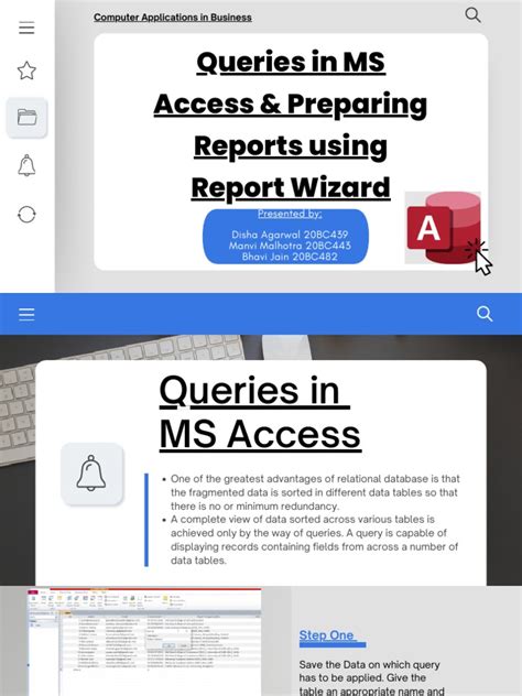 Queries In Ms Access And Preparing Reports Using Report Wizard Pdf