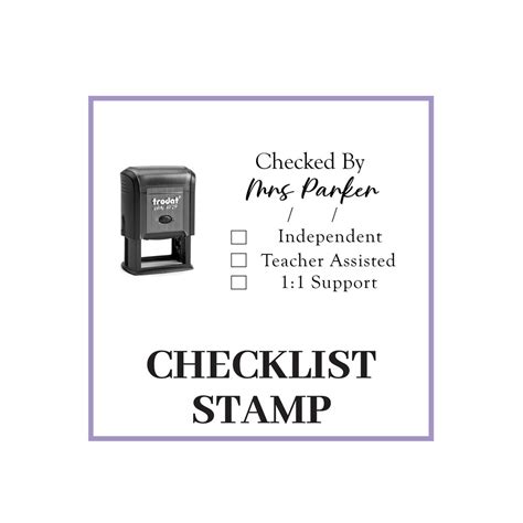 Personalized Teacher Checklist Stamp Custom Feedback Stamp Etsy