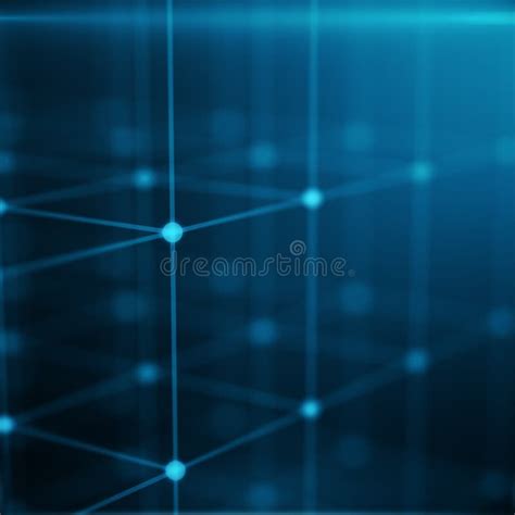 Wireframe Polygonal Element Cube Consisting With Blue Lines And Dots