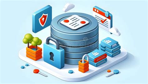3d flat as secure database icon with a database symbol and lock concept
