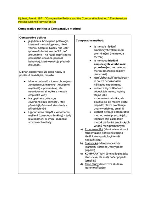Lijphart Arend 1971 Comparative Politics And The Comparative Method