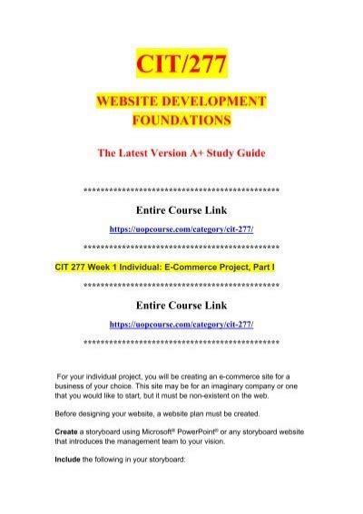 Cit 277 Week 1 Individual E Commerce Project Part I