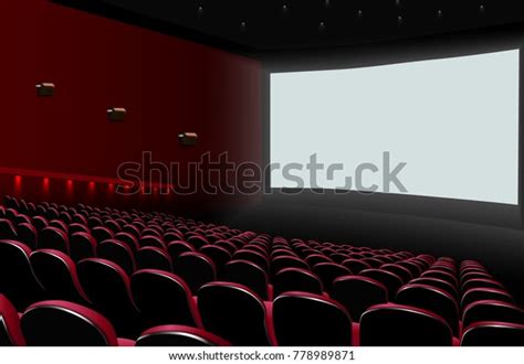 빨간색 좌석과 흰색 빈 스크린을 갖춘 스톡 벡터로열티 프리 778989871
