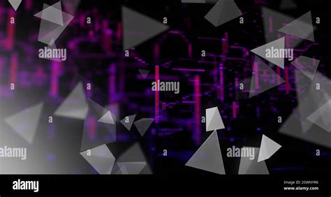Geometric Shapes And Digital Data Processing Image Over Dark Background