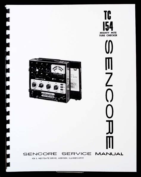 Sencore Tc 154 Tc154 Mighty Mite Tube Tester Manual Ebay