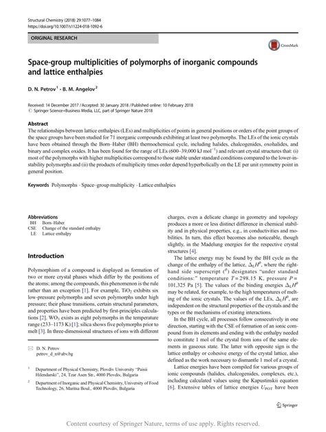Space Group Multiplicities Of Polymorphs Of Inorganic Compounds And Lattice Enthalpies Request Pdf