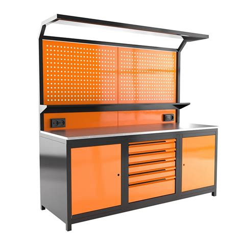 Workbench With Panel And 5 Drawers 2 Cabinets