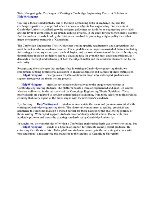Cambridge Engineering Thesis Guidelines Pdf Thesis Engineering