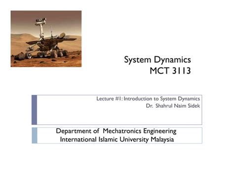01 Introduction To System Dynamics PDF Physics Science