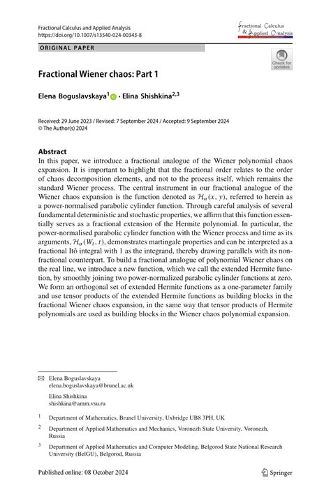 Pdf Fractional Wiener Chaos Part 1