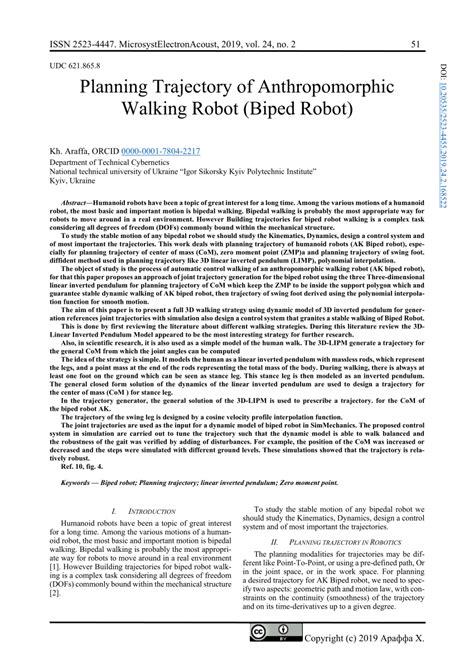 PDF Planning Trajectory Of Anthropomorphic Walking Robot Biped Robot
