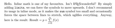 Math Mode Position The Limits Of Sum TeX LaTeX Stack Exchange