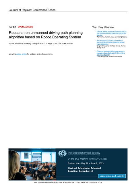 pdf research on unmanned driving path planning algorithm based on