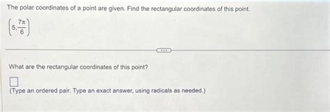 Solved The Polar Coordinates Of A Point Are Given Find The Chegg
