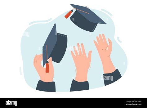 Hands Throwing Graduate Caps Flat Vector Illustration Stock Vector Image And Art Alamy